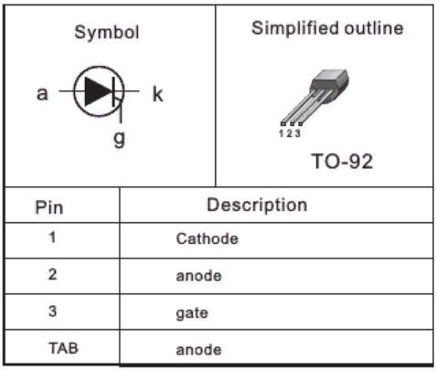 PCR406 тиристор 400В 0.5А 0.8А TO-92 pcr 406 PCR406J PCR406U TRC015 ...